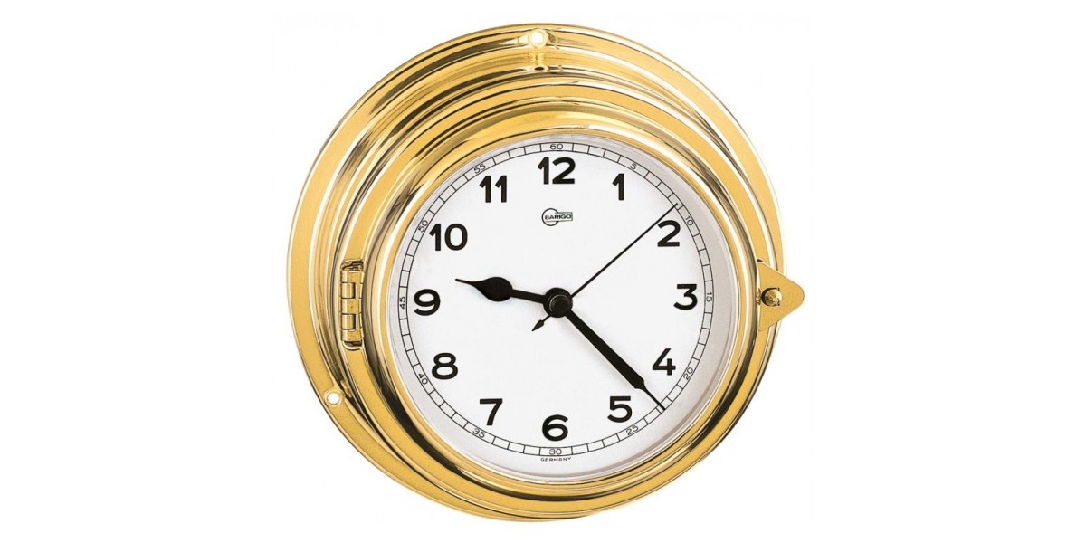 Barigo Yacht Porthole Quartz Ship’s Clock Brass - ARC Marine