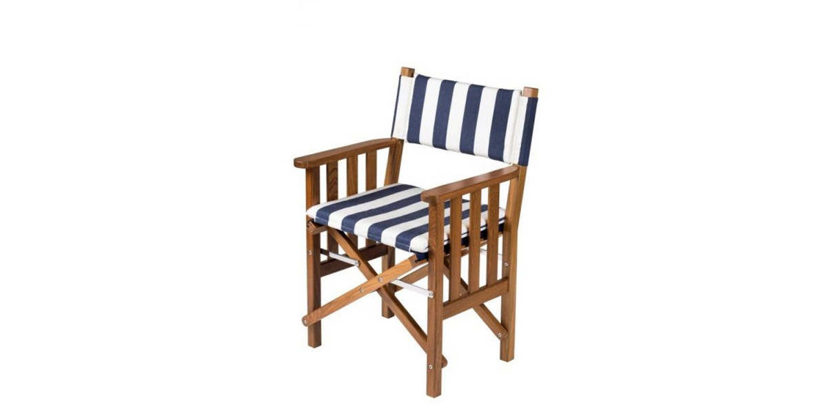 ARC Marine Director's chair II navy/white deluxe - Oiled - ARC Marine