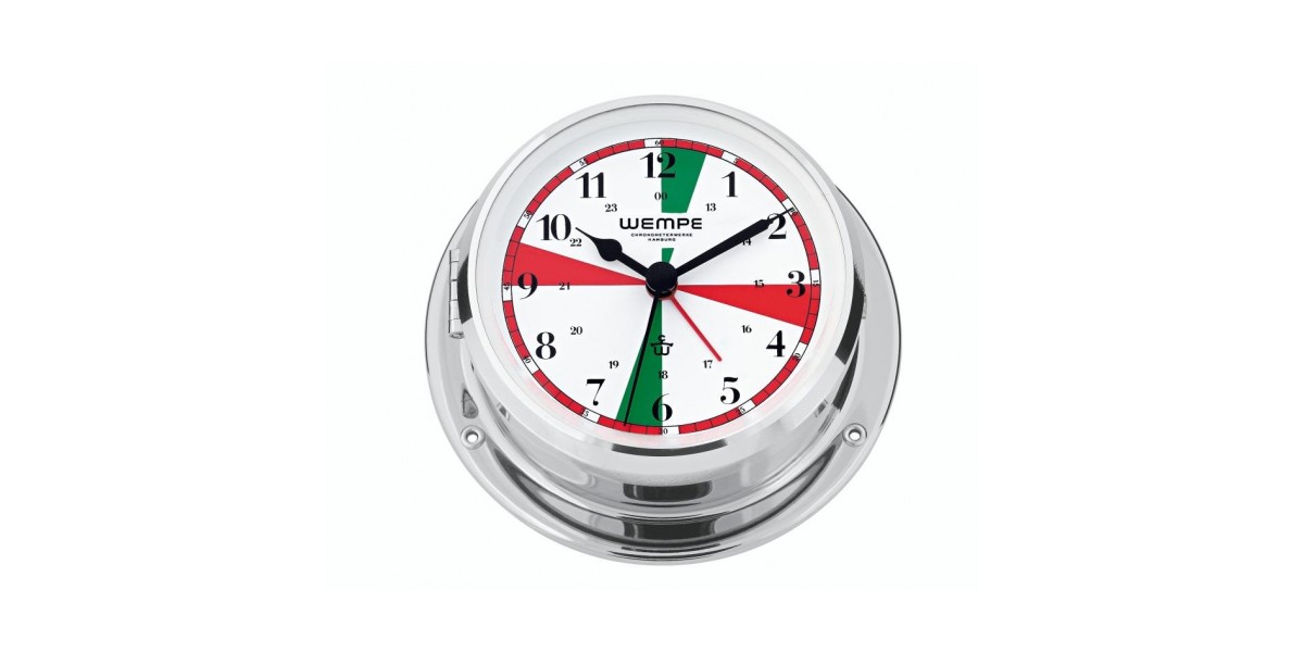 Wempe Skiff Ship's Clock - Chrome Plated Brass - Red/Green Dial - ARC ...
